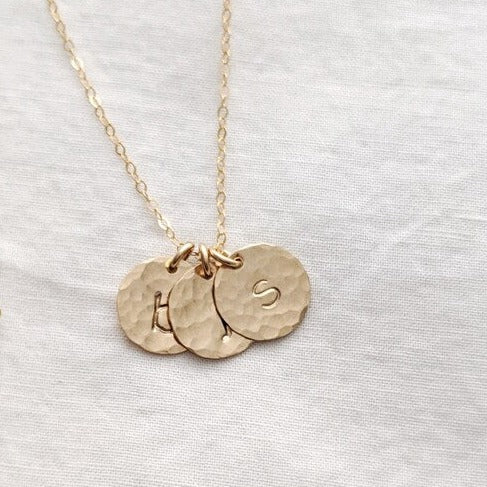 Hammered initial necklace store